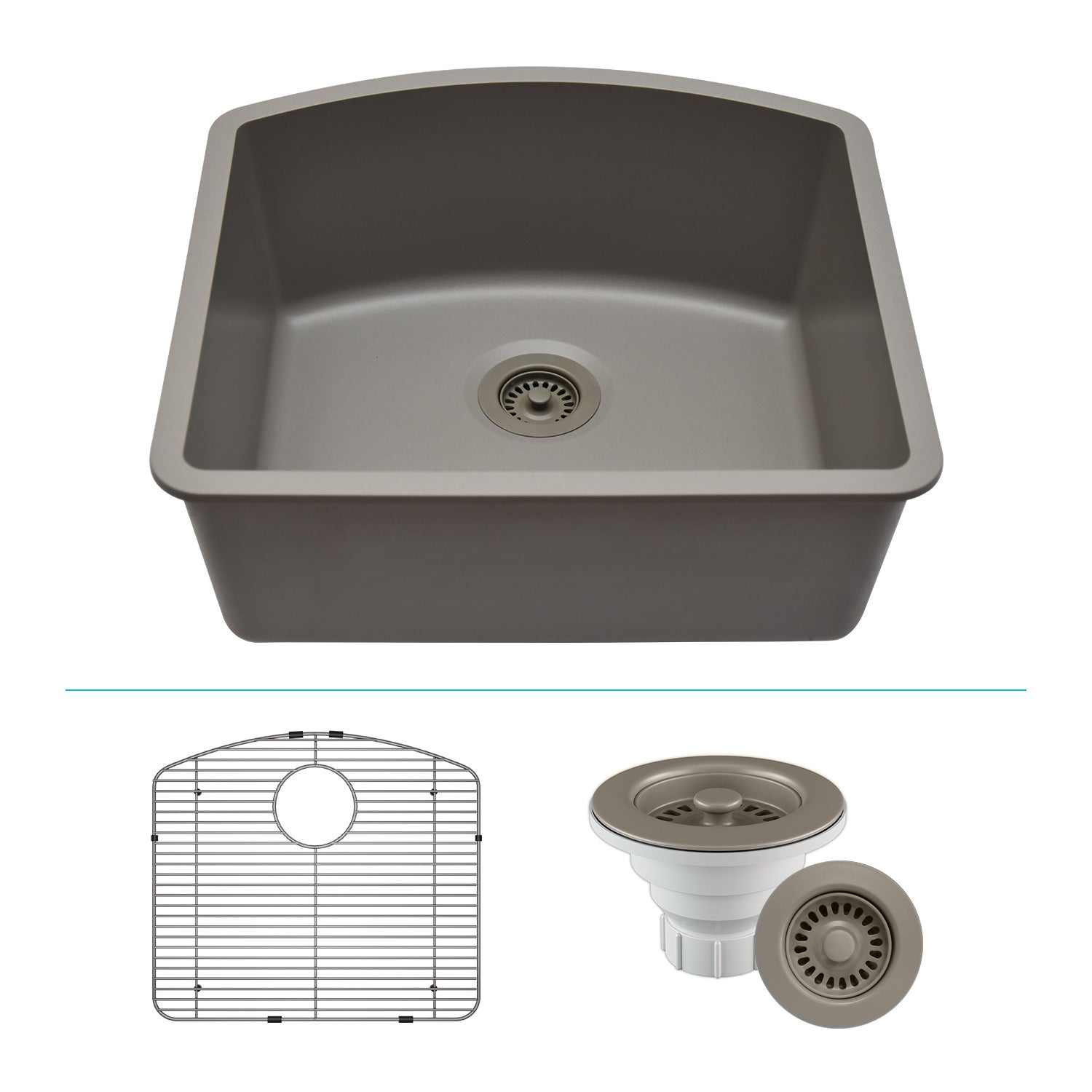 23-Inch LEXICON™ Platinum Quartz Composite Undermount D-Shaped Single ...